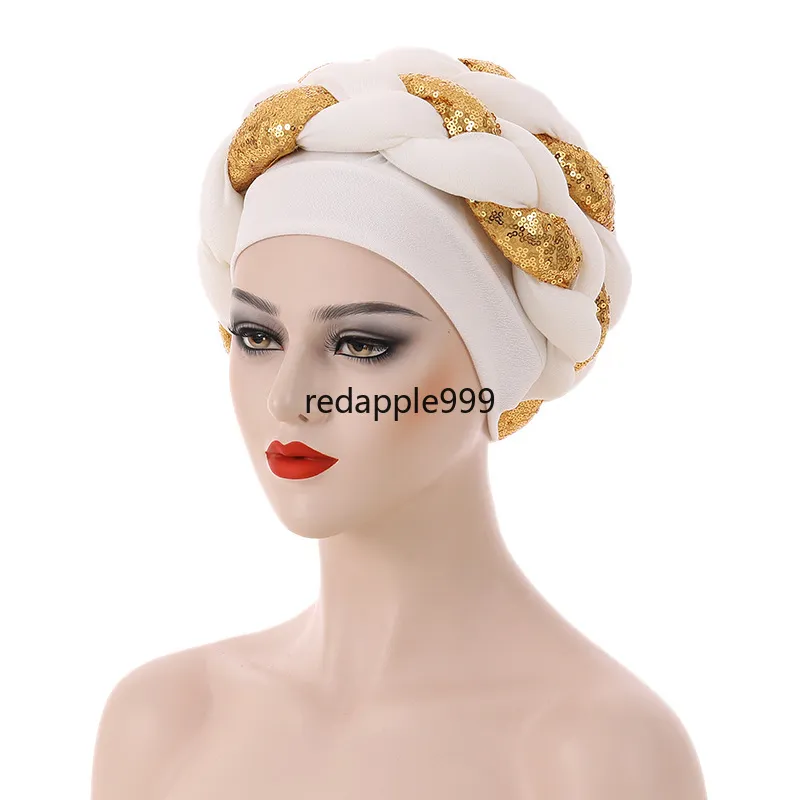 Sequin Braid Auto Gele - Nigerian Headtie, Women's Aso Oke Turban, Pre ...