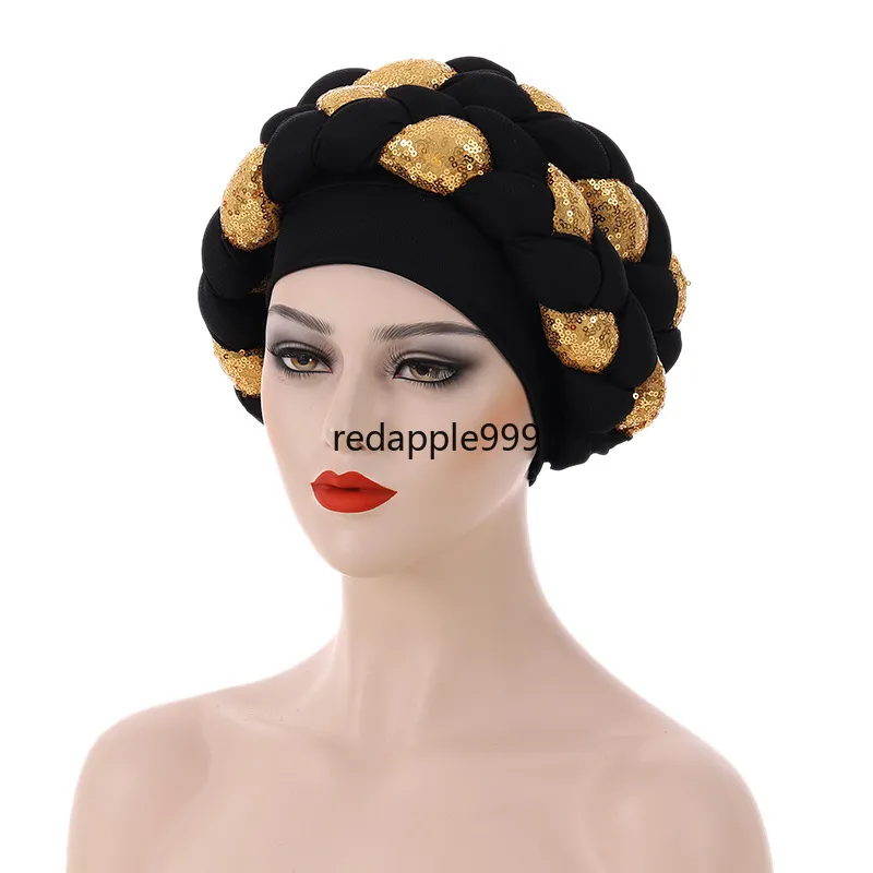 Sequin Braid Auto Gele - Nigerian Headtie, Women's Aso Oke Turban, Pre ...