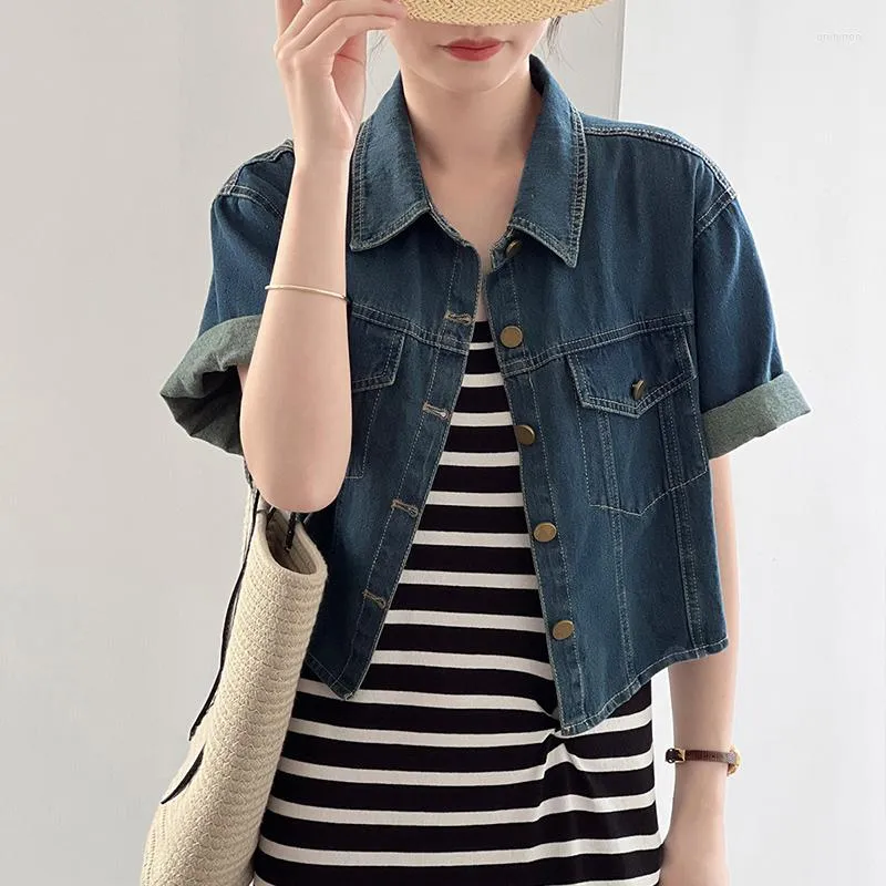 DHgate.com:Womens Summer Denim Jacket, Short Sleeve Retro Loose Top ...