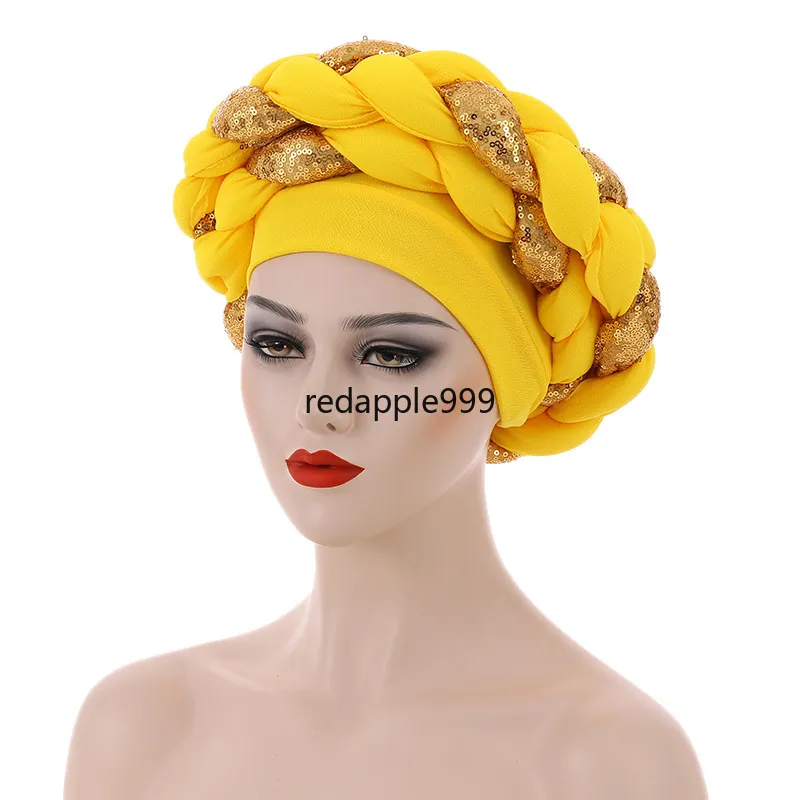 Sequin Braid Auto Gele - Nigerian Headtie, Women's Aso Oke Turban, Pre ...