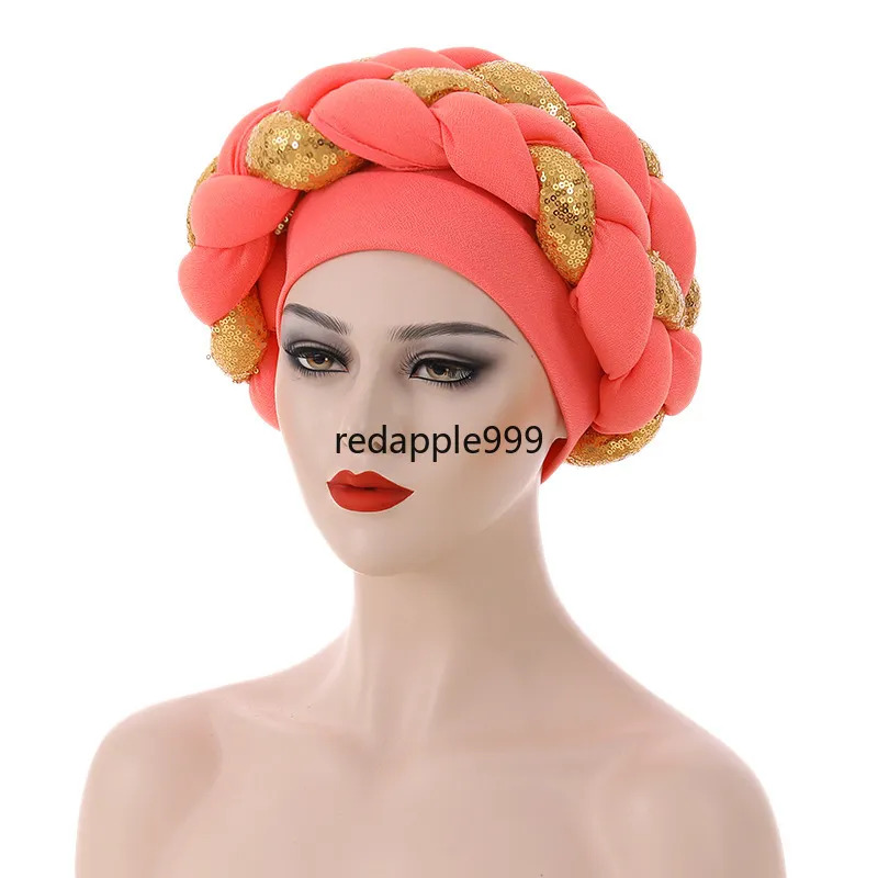 Sequin Braid Auto Gele - Nigerian Headtie, Women's Aso Oke Turban, Pre ...