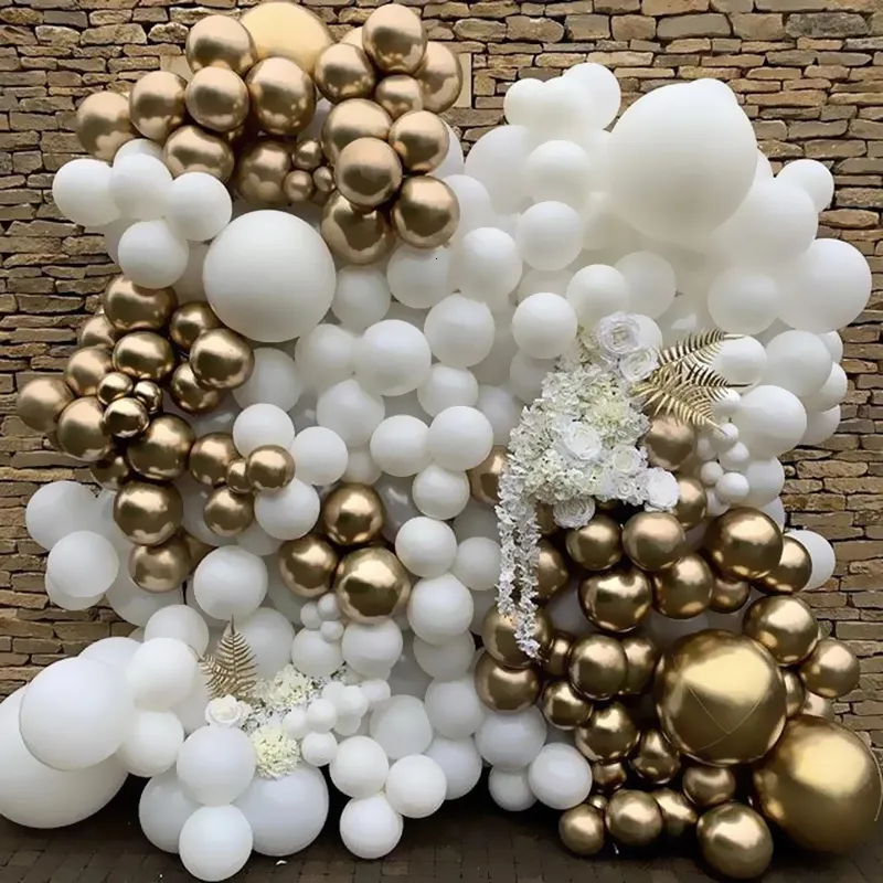 DHgate.com:White Gold Latex Balloons Set for Birthday Wedding Baby ...