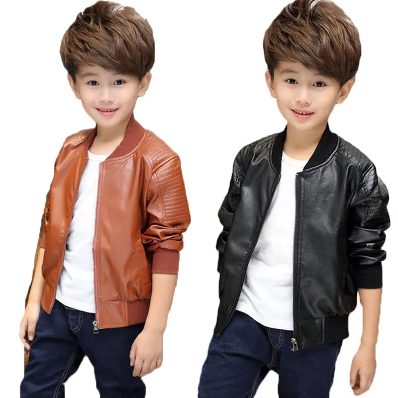2023 Boys Leather Jackets, Spring Autumn Teens Long Sleeve PU Coats ...