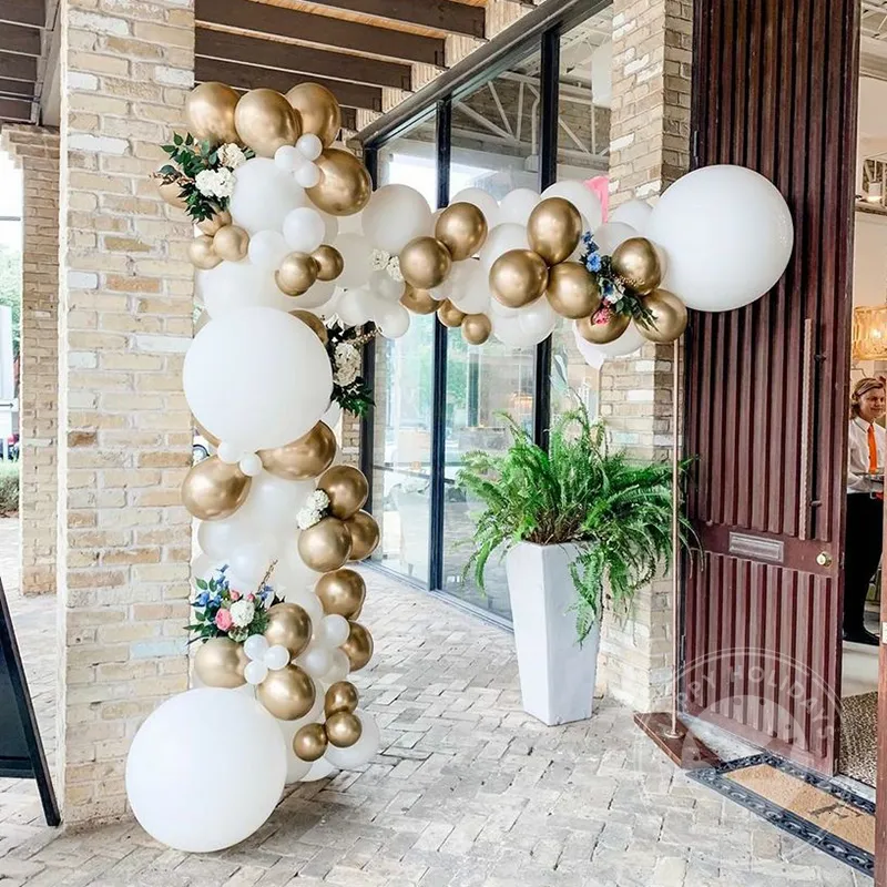 DHgate.com:White Gold Latex Balloons Set for Birthday Wedding Baby ...