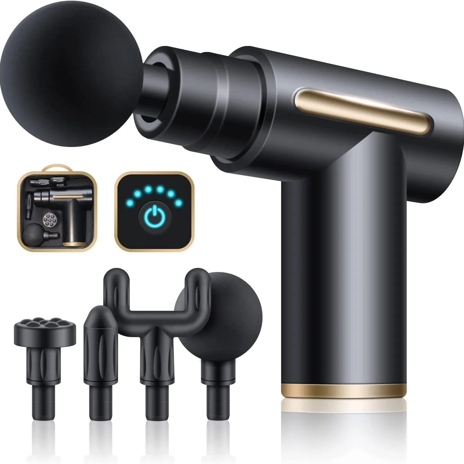 Mini Percussion Muscle Massager - Full Body Relief, 6 Speeds, 4 Heads ...