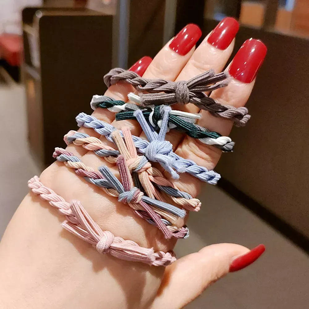 Hand Woven Knots High Elastic Hairbands For Women Girls Simple Basic ...