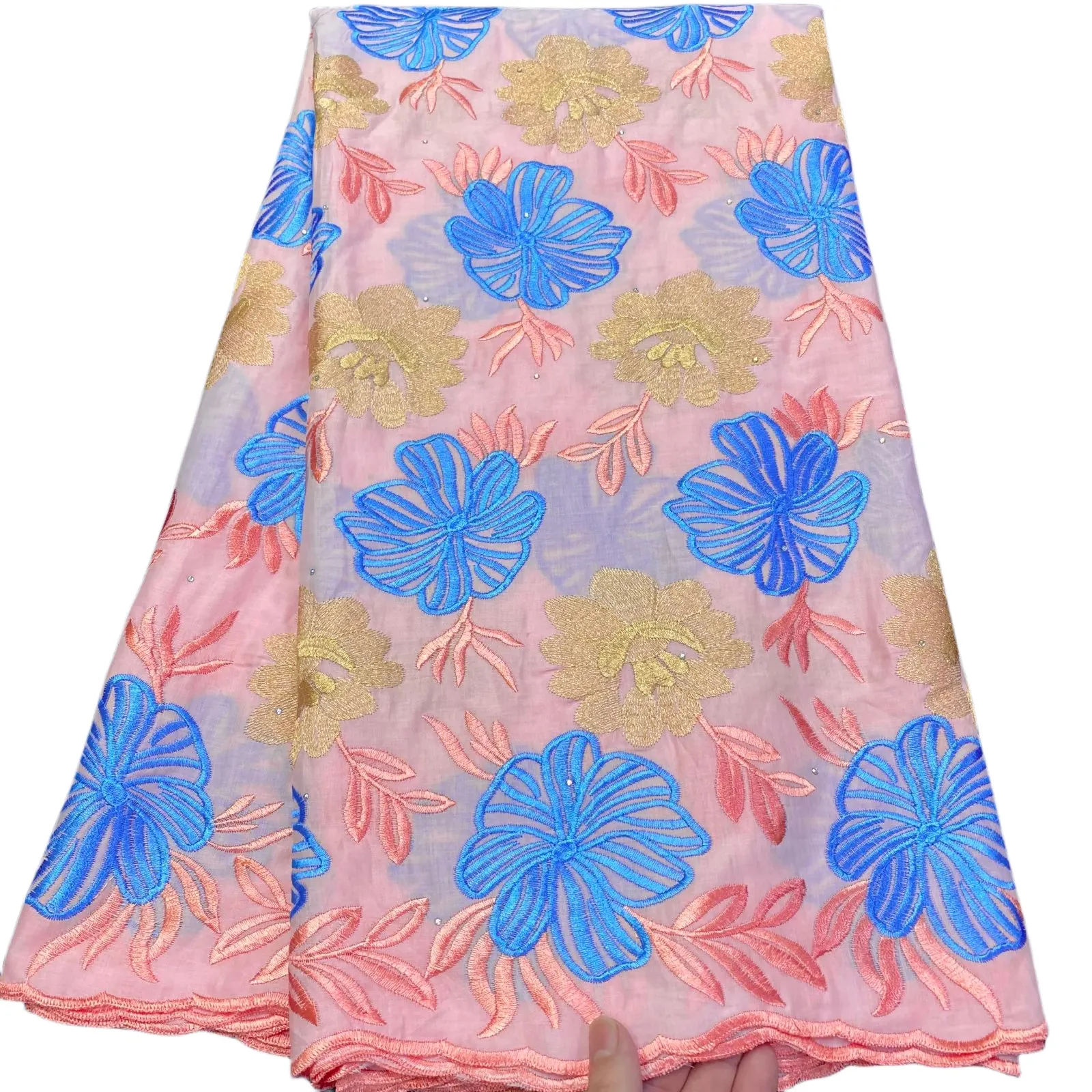 DHgate.com:Embroidered Swiss Voile Lace Fabric with Rhinestones for ...