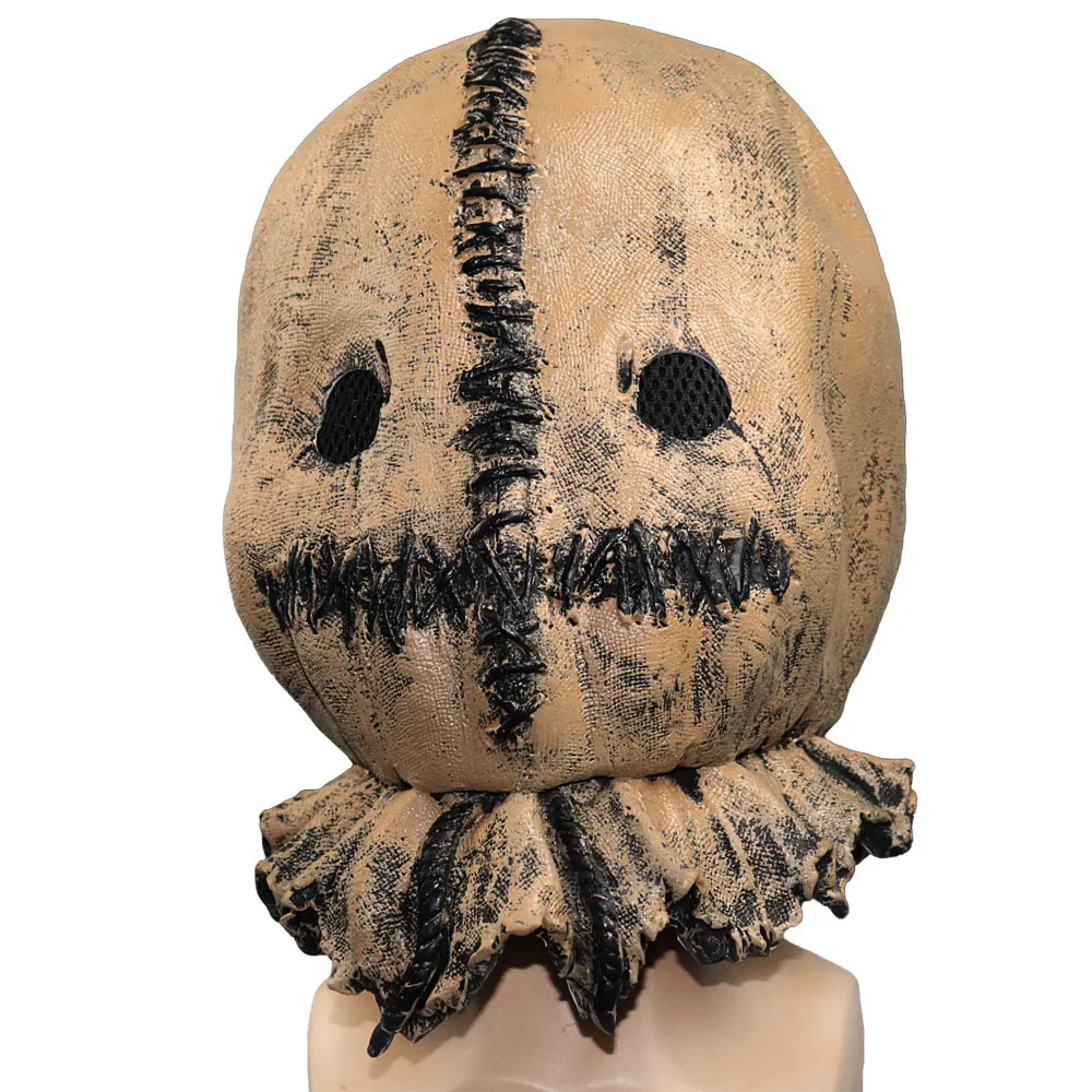 Horror Killer Scarecrow Mask Cosplay Scary Sack Latex Mask Helmet ...
