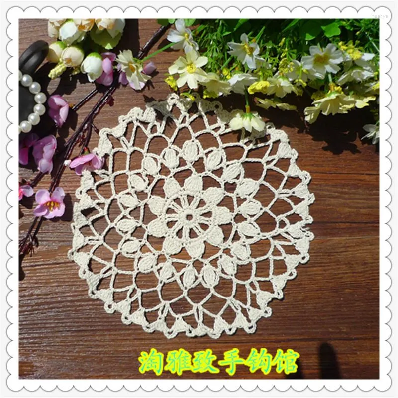Round Natural Cotton Crochet Doilies Set With Cutout Flower For Home ...