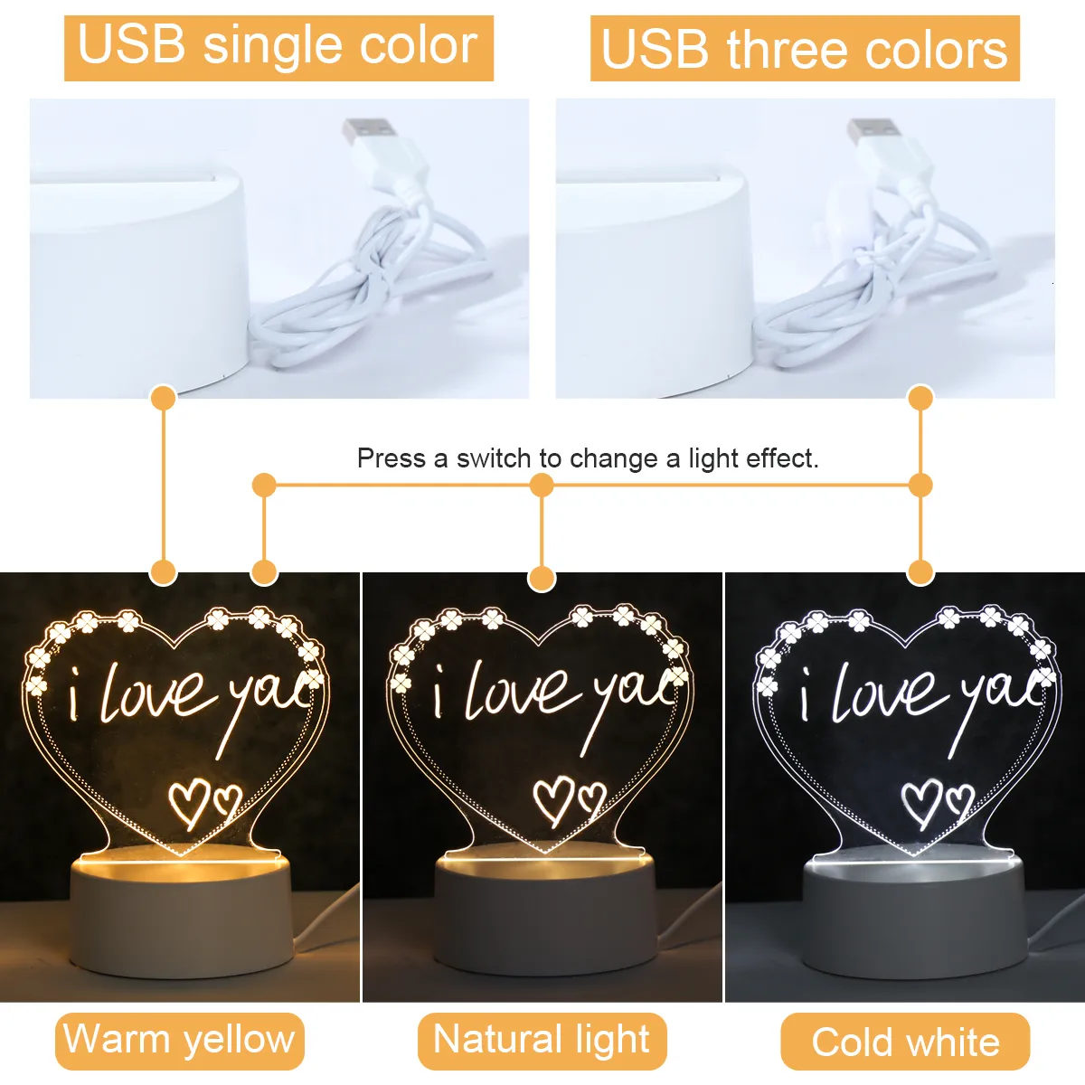 Novelty Items Note Board Night Light DIY Creative Led USB Message ...