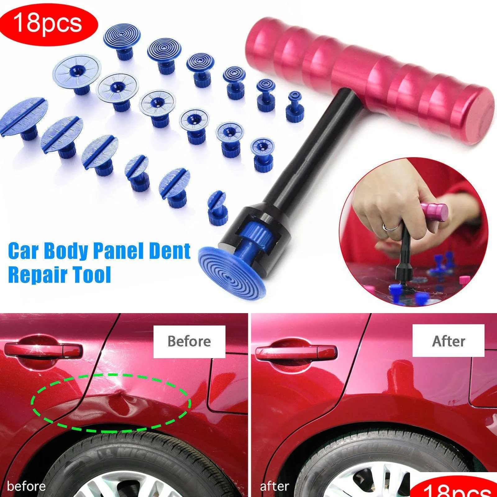 Professional Automotive Dent Removal Tools With Paintless T Bar, Lifter ...