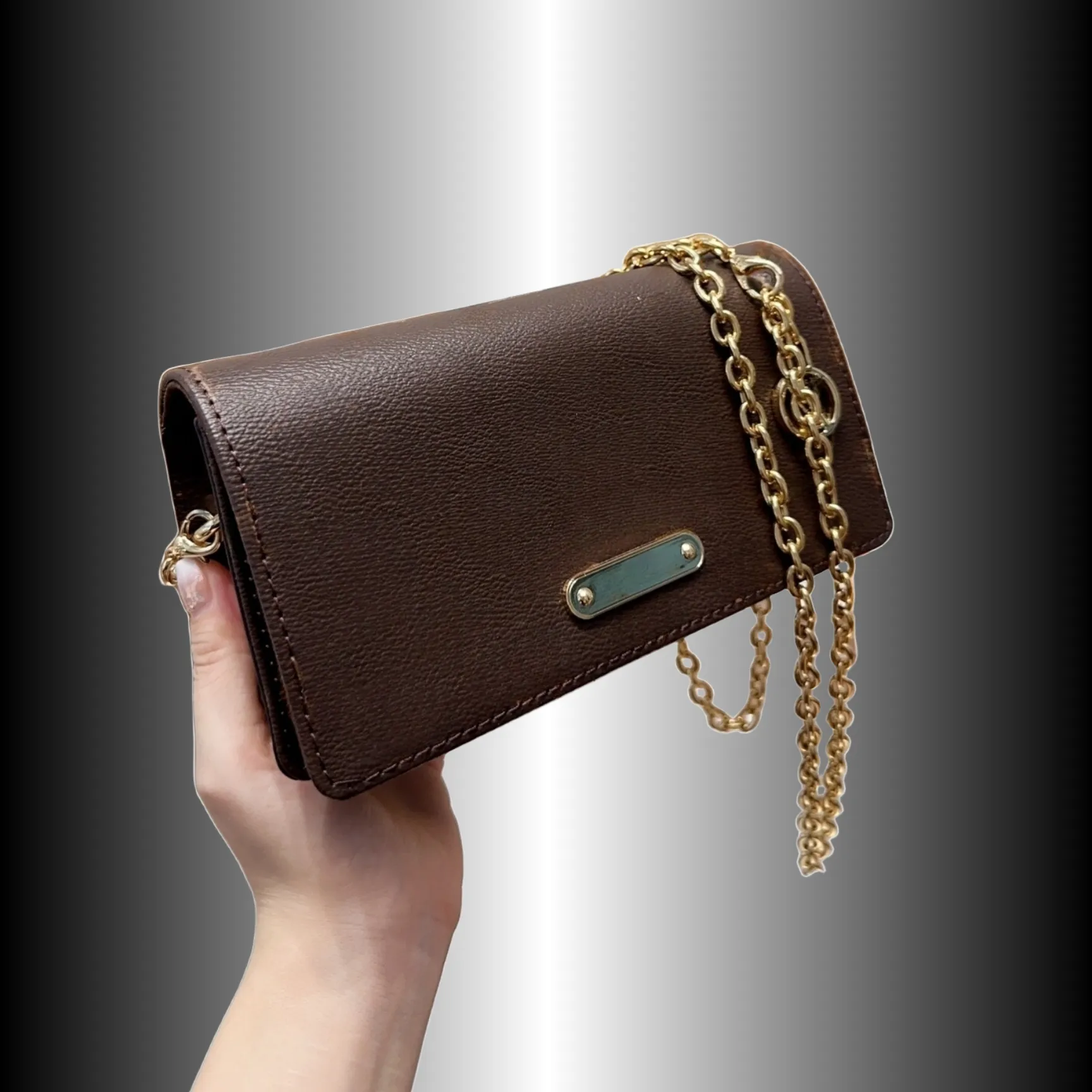 Bag Gold Chain Accent Wallet On Chain: Elegant Flap Closure With ...