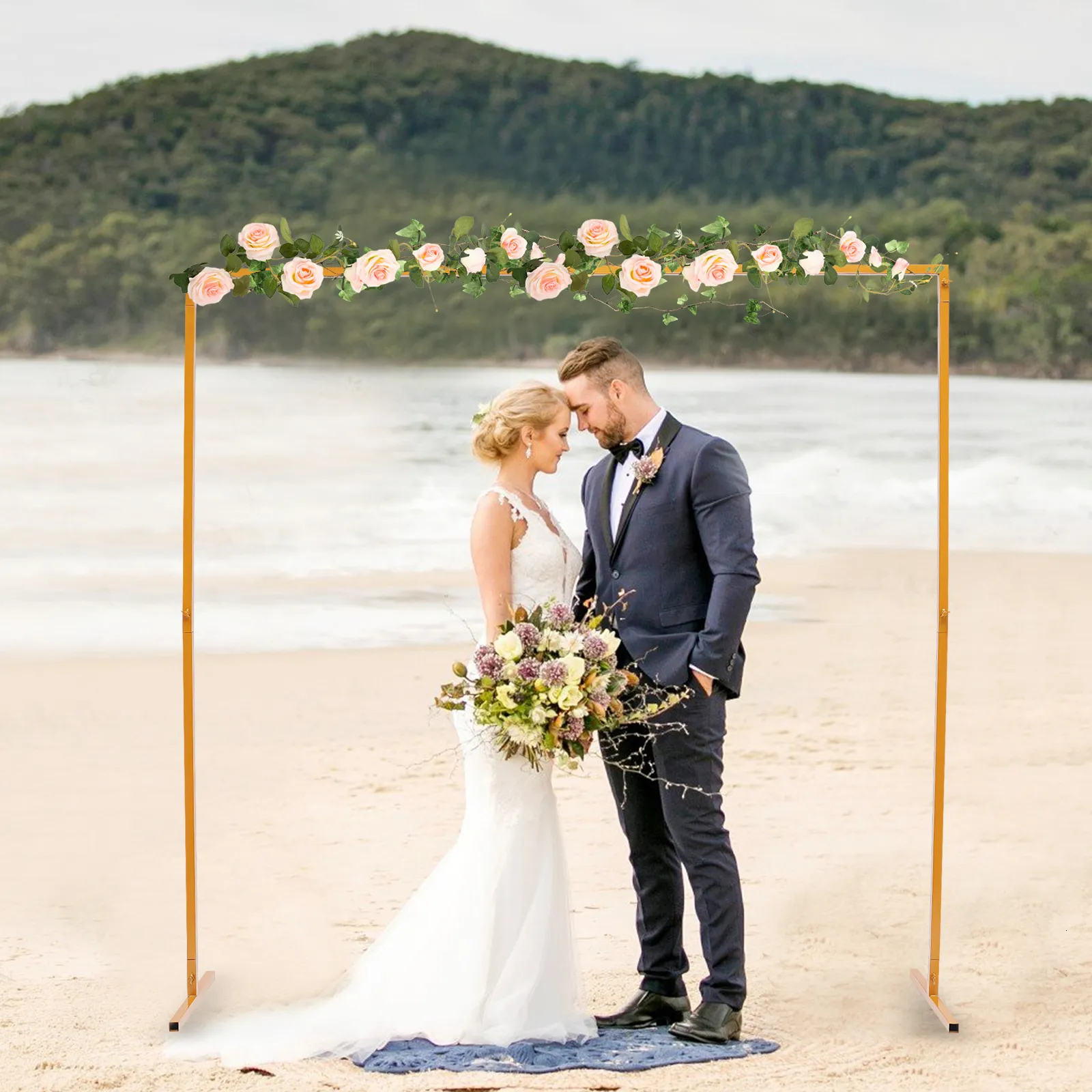 Wedding Balloon Arch Stand 6.6x6.6 Ft Square Metal Arbor For Wedding ...