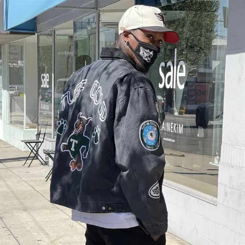 Men's TUFF CROWD High Quality Jacket Coat with 1 Dog Head Embroidery ...