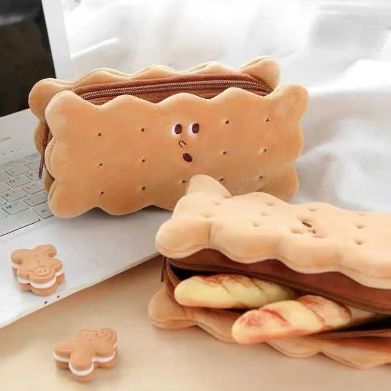DHgate.com:Creative Plush Biscuit Pencil Case for Kids - High Capacity ...