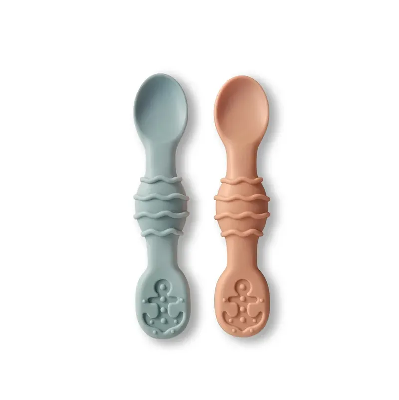 Baby Led Weaning Spoons With Teether Soft Silicone Training Spoons For ...