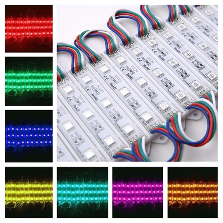 20 Pack Waterproof DC 12V RGB LED Module Light Strips With 3x SMD 5050 ...
