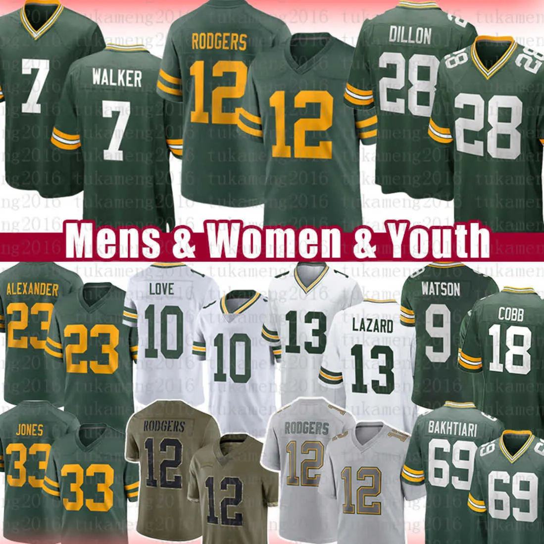 Aaron Rodgers Jones Football Jersey Romeo Doubs AJ Dillon Jaire ...