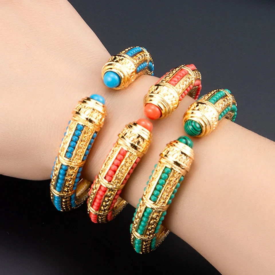 Gold Tone Statement Bangle: Colorful Beaded Cuff Bracelet For Women, Anniversary Jewelry, Ideal ...