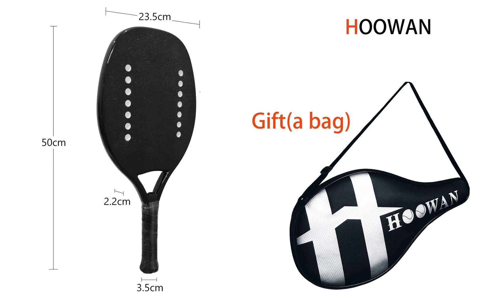 DHgate.com:HOOWAN Blackshark UD Black Beach Tennis Racket: Carbon Fiber ...