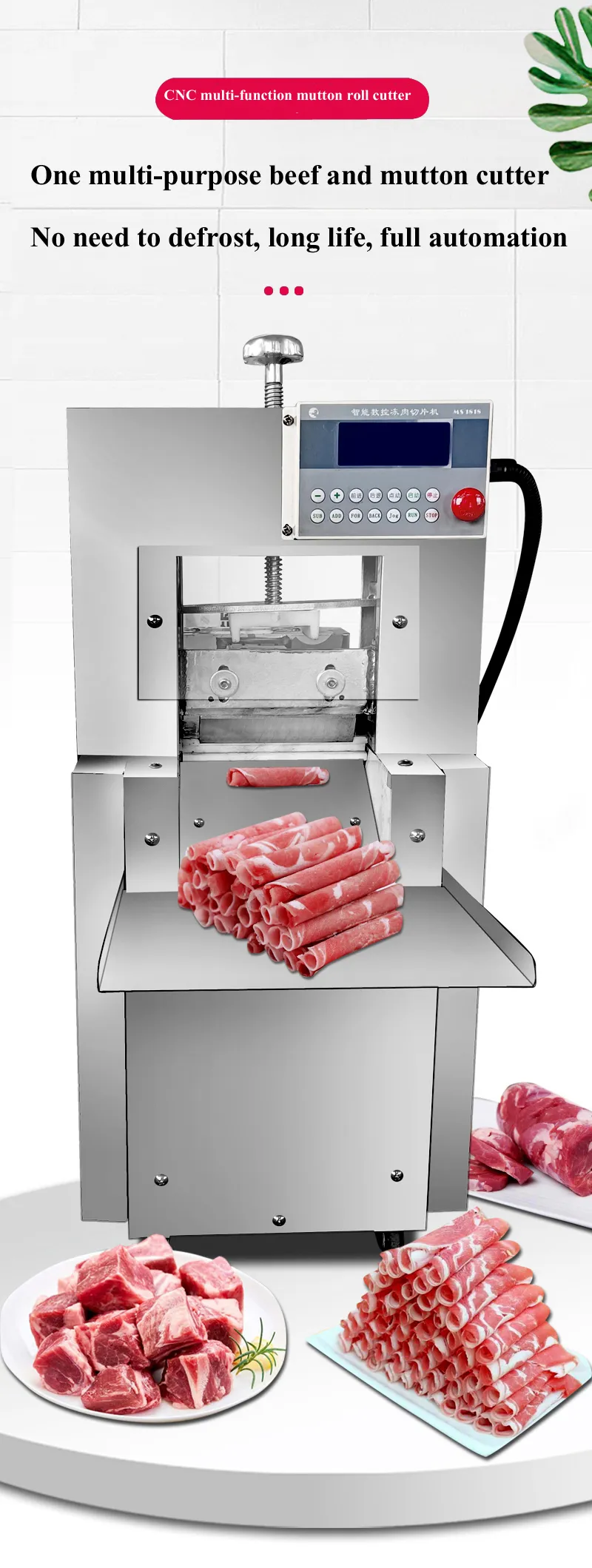 Commercial Meat Slicer Machine - Electric Frozen Meat Cutter for Beef ...