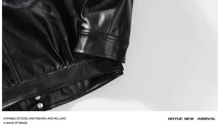 Men's Punk Leather Jacket - Autumn/Winter Rivet Coat, Rock Streetwear ...