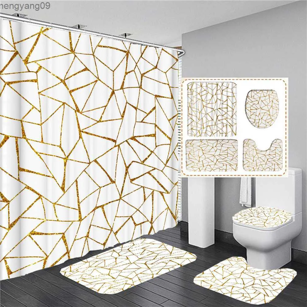 DHgate.com:Modern 3D Geometric Shower Curtain Set: Artistic Stripes ...