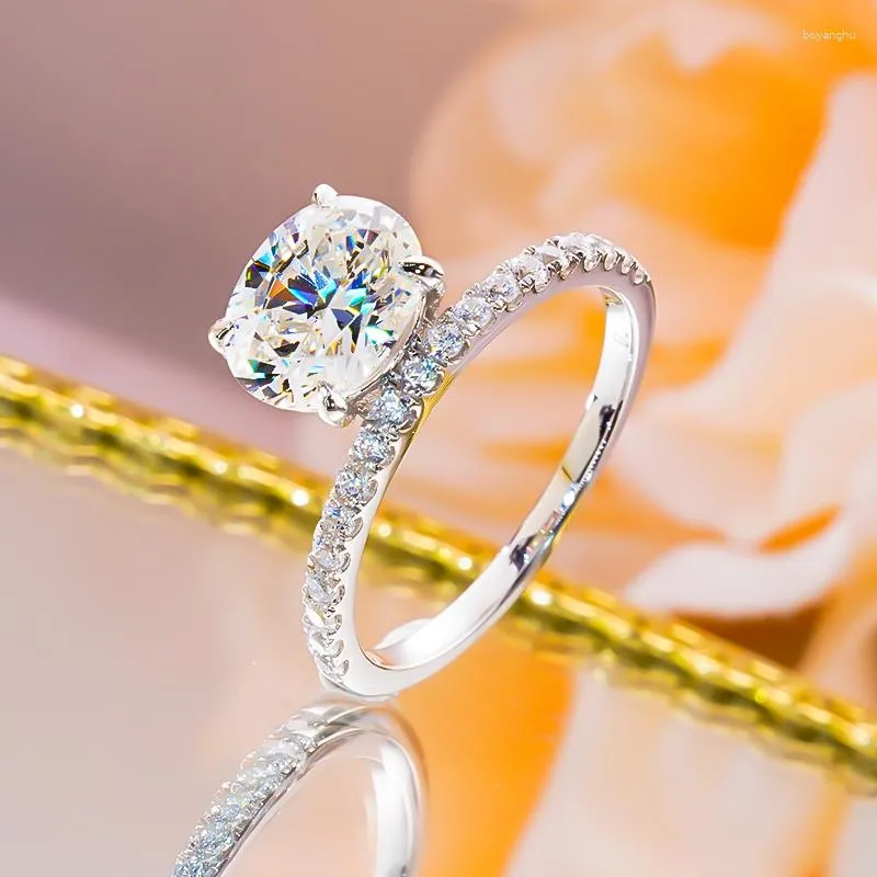 Luxury Pigeon Egg Cluster Moissanite Ring In Oval Shape 925 Sterling Silver With Platinum Plating And High Carbon Diamonds Perfect For Engagement Wedding And Fine Jewelry From Boyanghu 27.76 DHgate.Co...