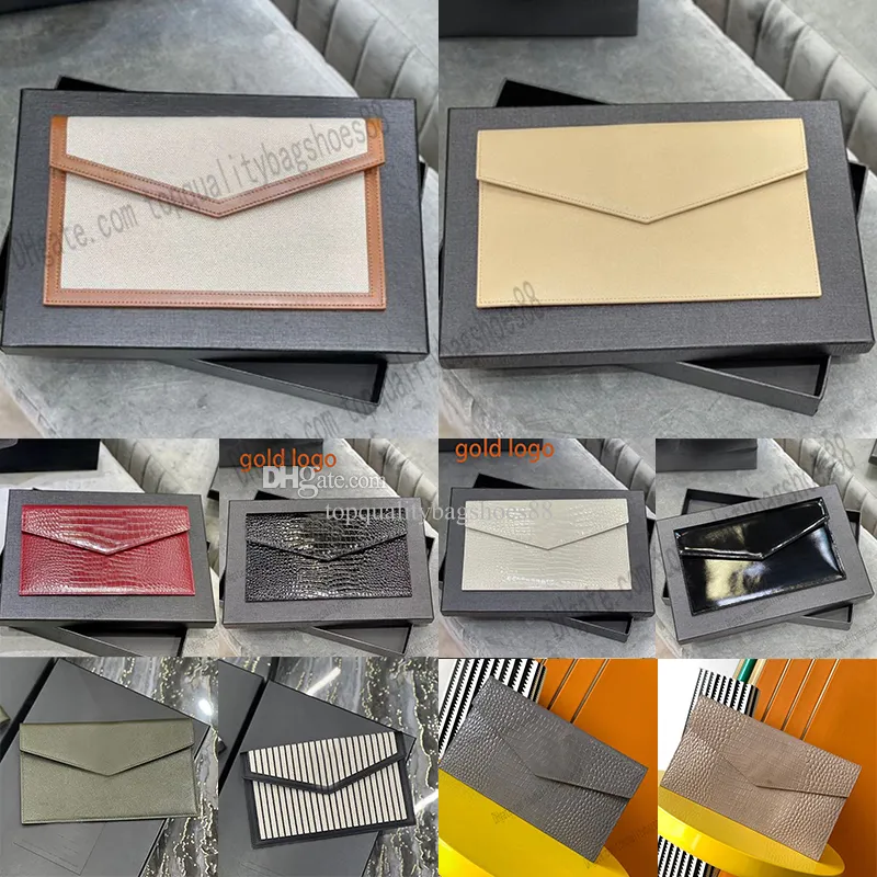 Uptown Pouch Bag Clutch New Crocodile Embossed Shiny Leather Envelope ...