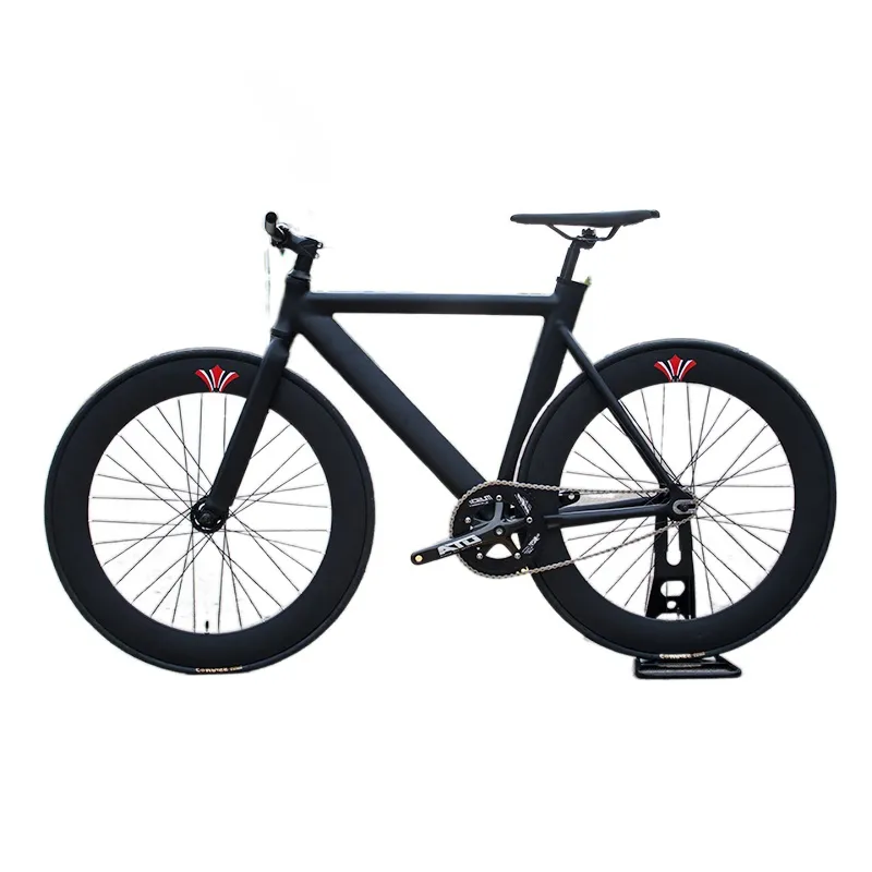 DHgate.com:Aluminum Alloy Black Fixed Gear Bike with 70mm Flat Spoke ...