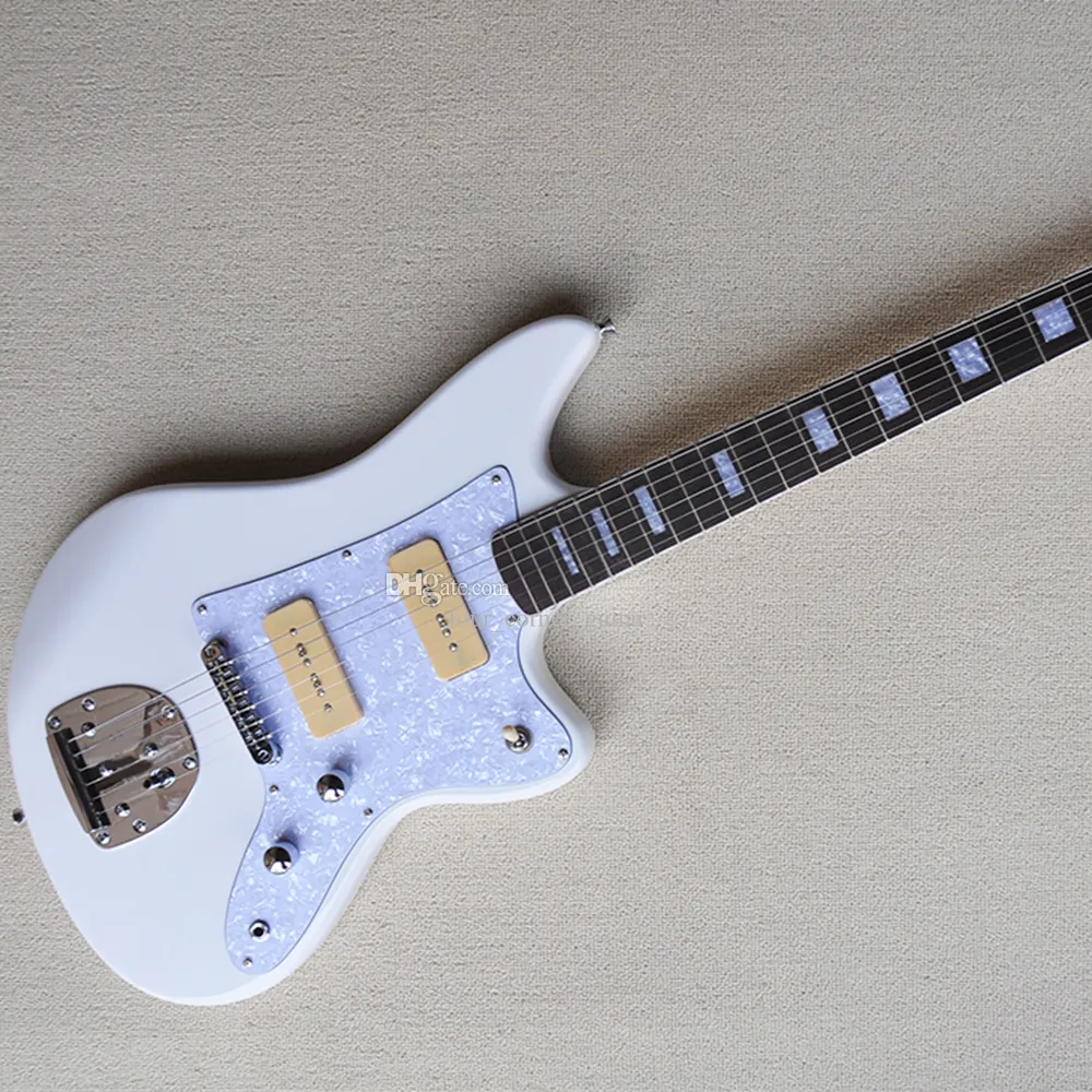 6 Strings White Electric Guitars Rosewood Fretboard With White Pearl ...