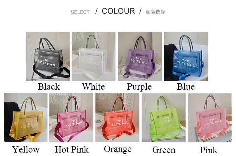 Totes Clear PVC Large Branded Tote Bag Designer Casual Mesh Shoulder ...