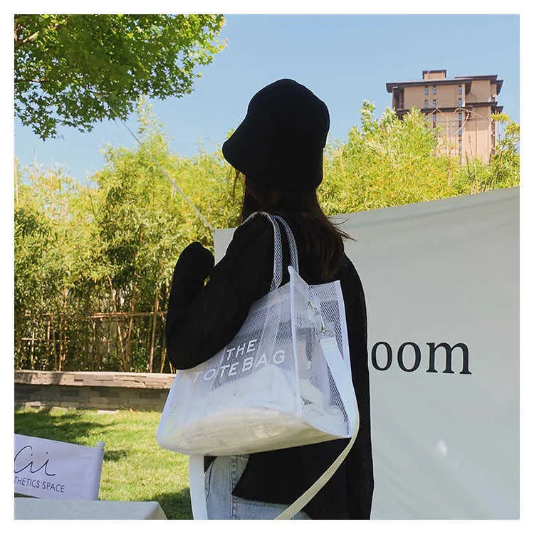 Totes Clear PVC Large Branded Tote Bag Designer Casual Mesh Shoulder ...