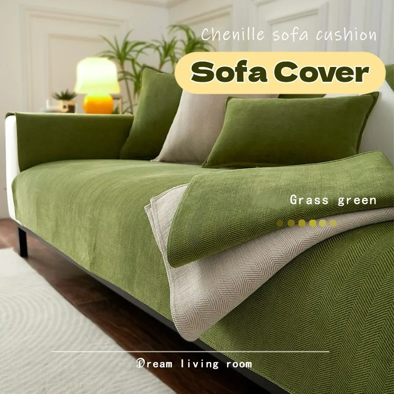 Chenille L Shaped Sofa Cover For Living Room Nordic Style, Non Slip ...