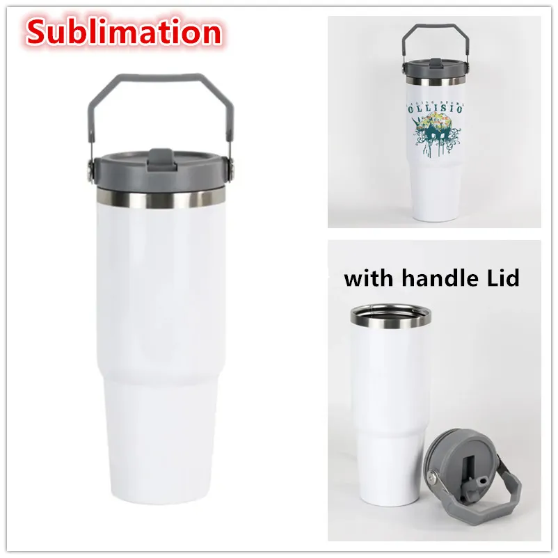 30oz Stainless Steel Sublimation Tumbler With Handle And Lid Insulated ...