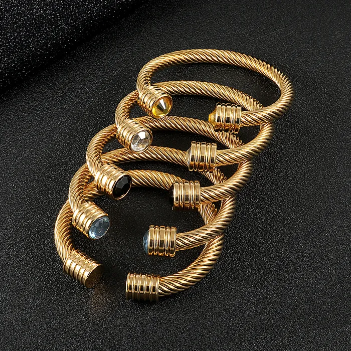 Bangle Braided Charm Open Cuff Bracelets: Classic Stainless Steel ...