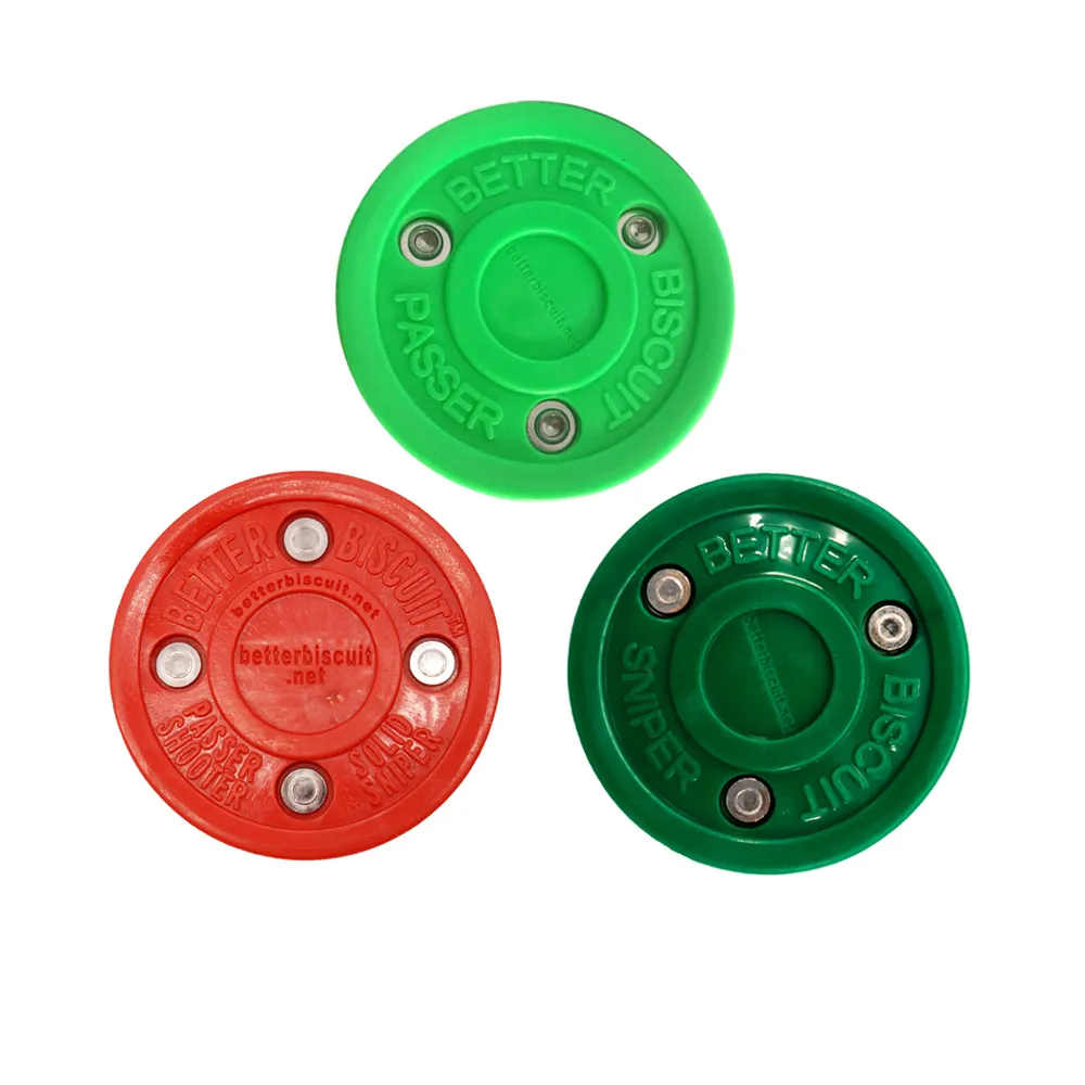 Hockey Training Pucks - Red & Green Biscuits for Off-Ice Stickhandling ...