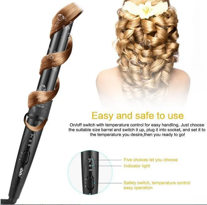 DODO Pro Curling Irons Set 5 Interchangeable Ceramic Barrels With Heat ...
