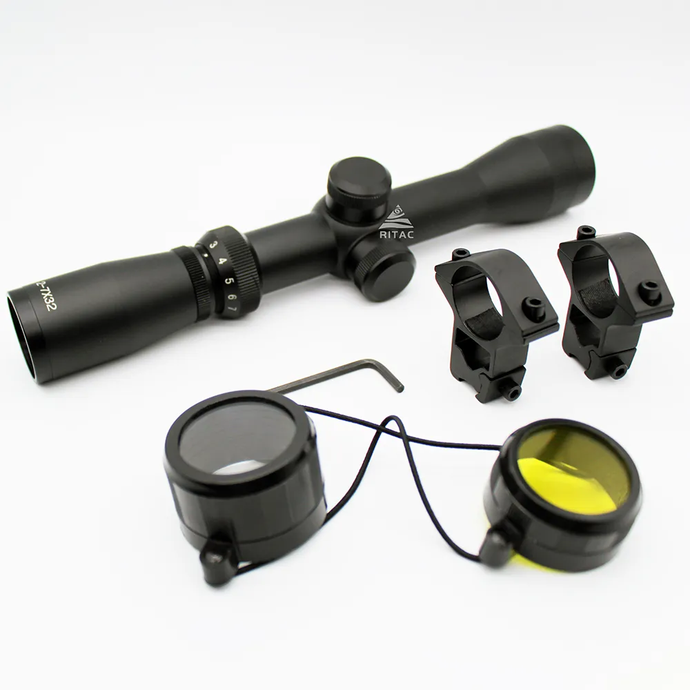 2 7x32 Rifle Scope 1 Inch Tube Hunting & Airsoft Riflescope With 1/4 ...