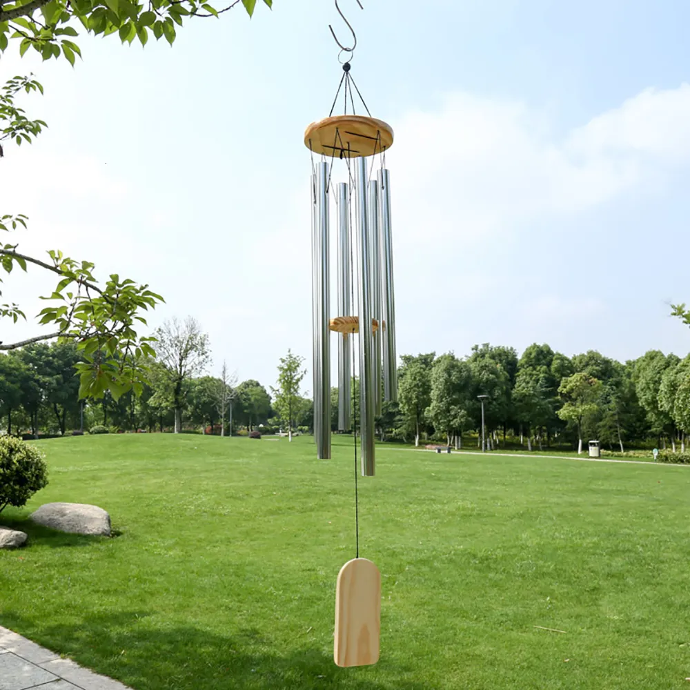 Silver 6 Tube Wind Chimes, Outdoor Chapel Bells Chimes For Door/Wall ...