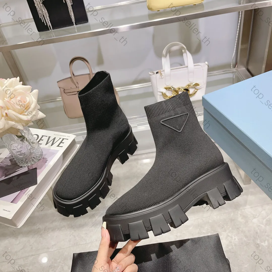 Monolith Knit Crochet Boots Designer Catwalk Shoes With Luxury Black ...