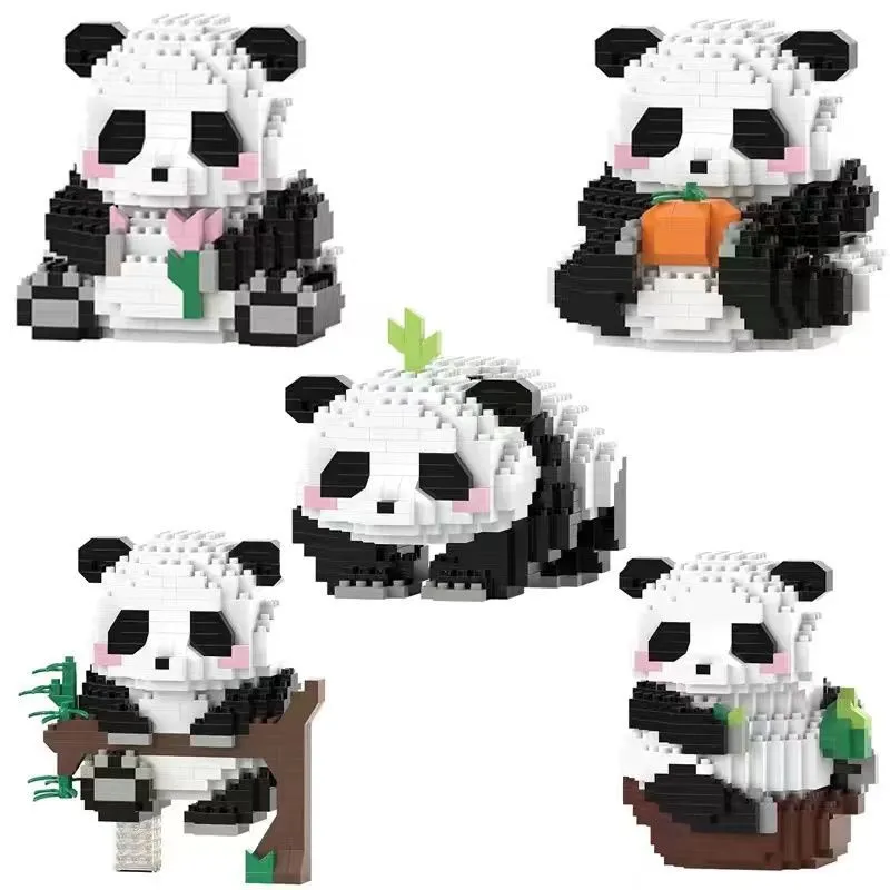 Panda Building Block Toy - Cute Panda Model Kit, Mini Figure Swing Set ...