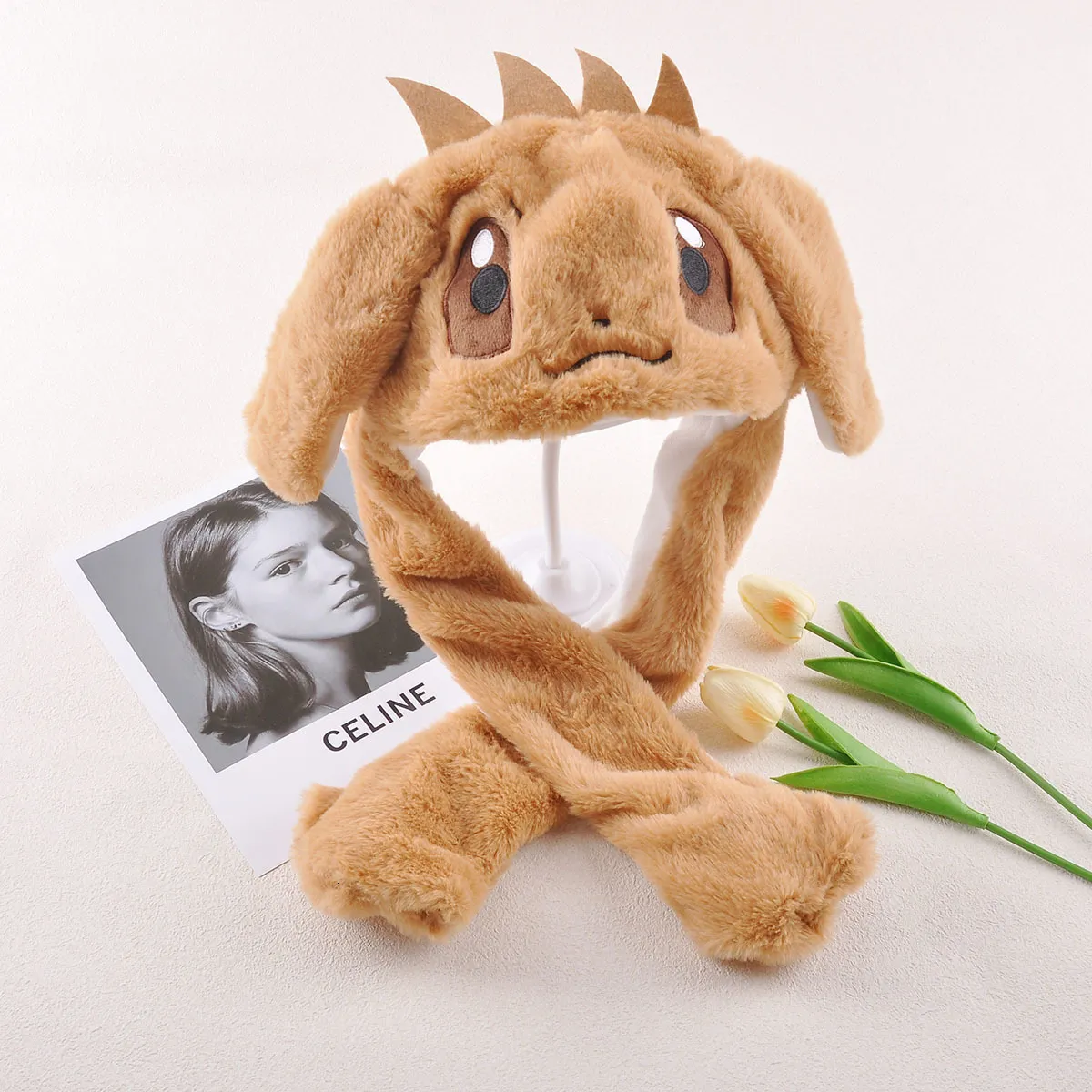 Cute Moving Ears Beanie Hat - Glowing Bear Bunny Plush Cap, Funny ...