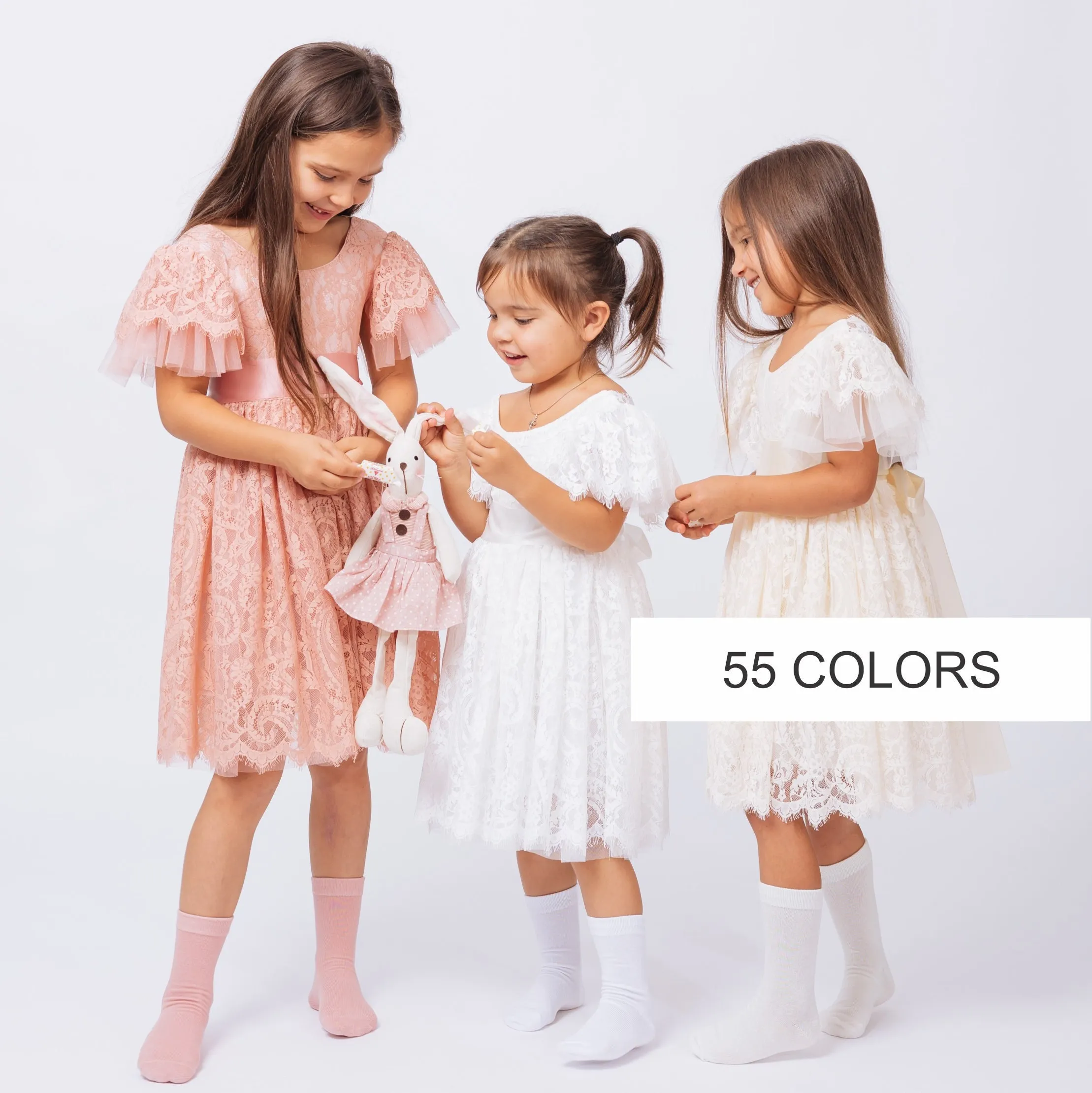 Infant Baptism Dress, Blush Pink Lace Flower Girl Dress Ivory Knee ...