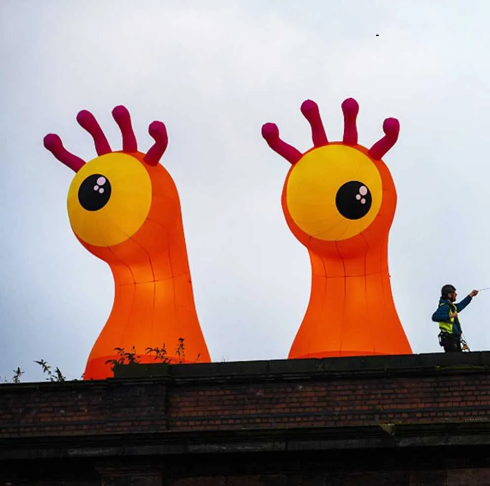 Giant Halloween Inflatables! 16.5ft Creepy Eye Monster Tube with Light ...
