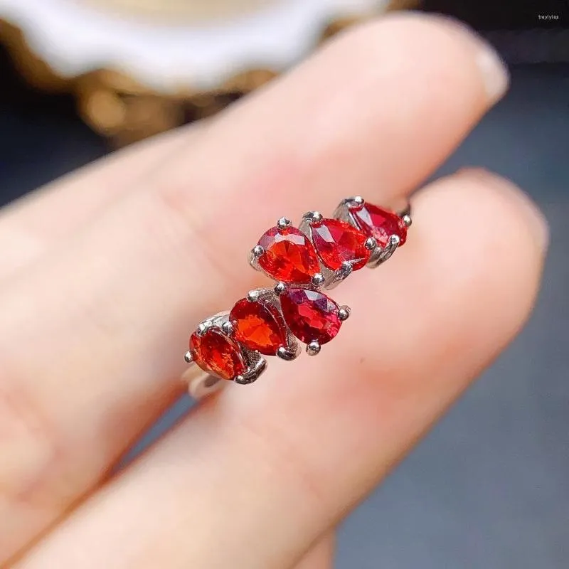 Sterling Silver Cluster Rings For Women, 925 Silver Inlaid With Natural ...