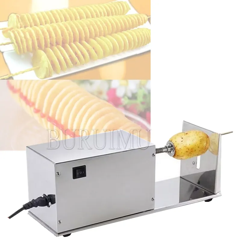 Electric Automatic Potato Spiral Still Cutting Machine Stretch Tornado ...