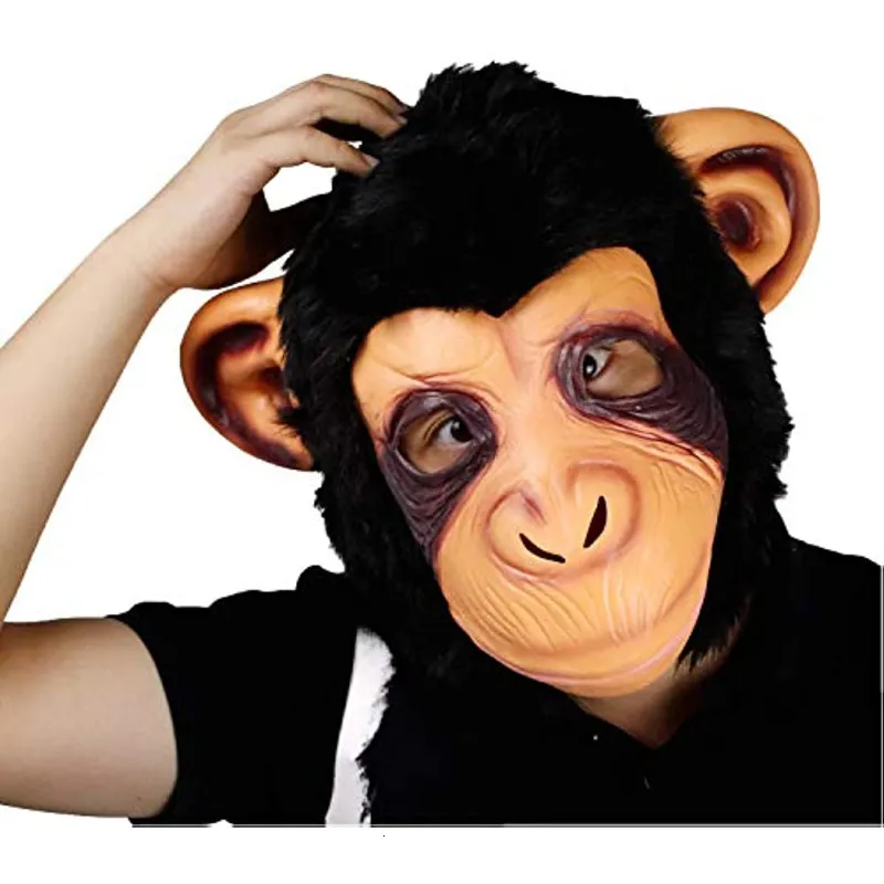 Party Masks Monkey Mask Full Face Real Latex Mascara Animal Head Hood ...