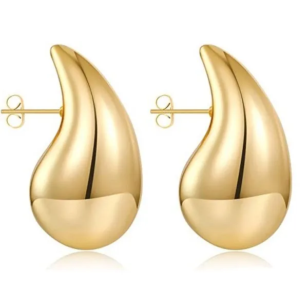 Gold Drops Stud Earrings For Women Designer Temperament Ear Jewelry ...