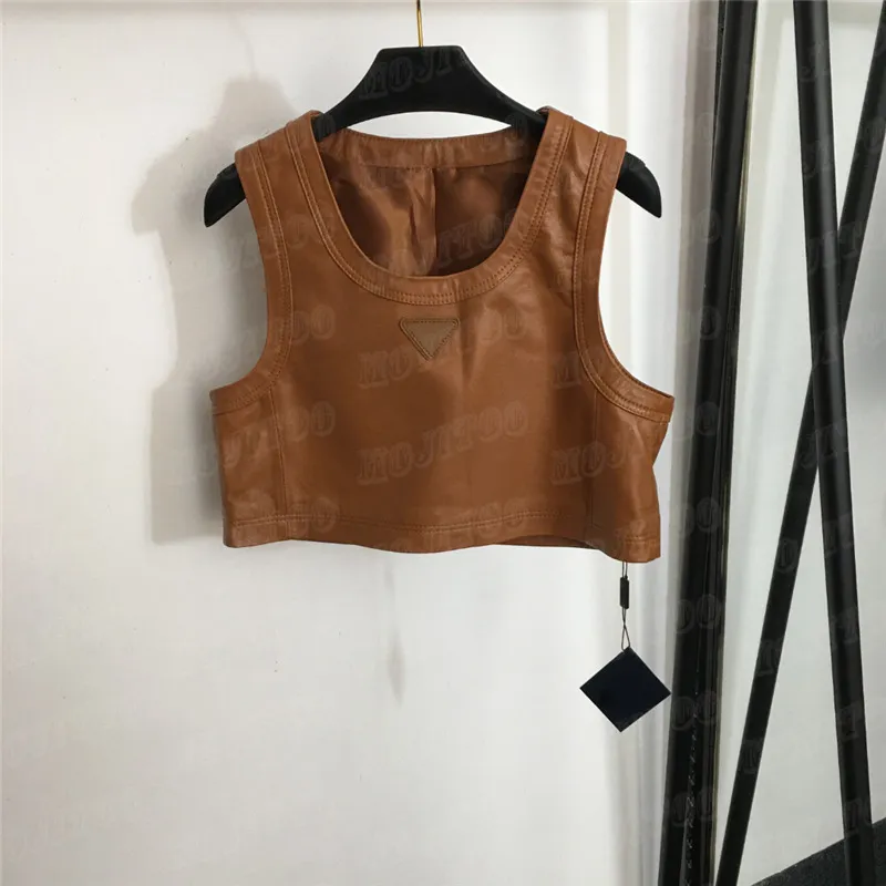 DHgate.com:Womens Genuine Leather Cropped Tank Top, High-Grade Letter ...